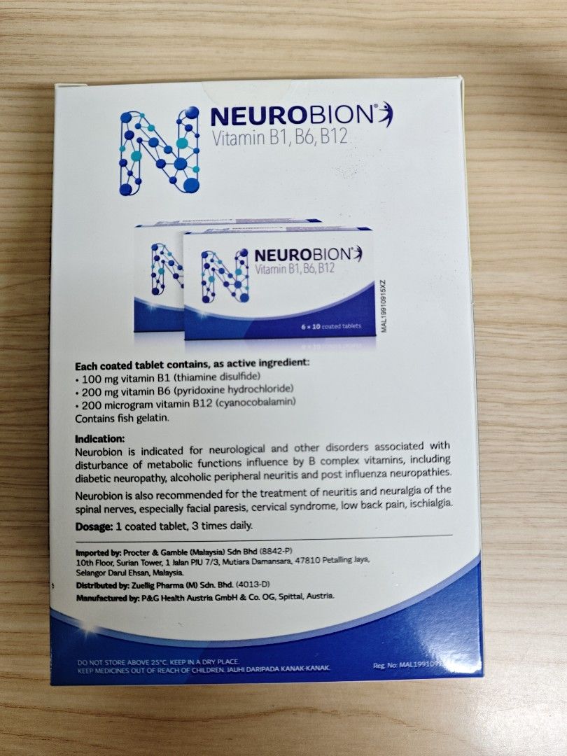 Neurobion Vitamin B1, B6, B12 - For Nerve Health, Health & Nutrition ...