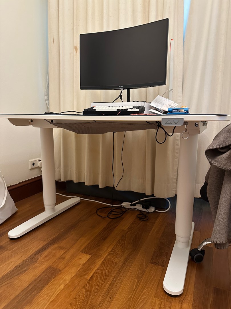 IKEA Bekant White Electric Standing Desk, Furniture & Home Living ...