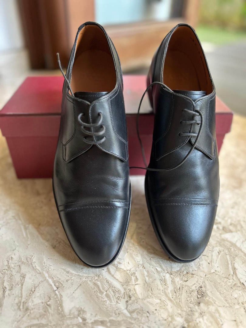Bally Brustel Black Calf Plain Dress Shoes, Men's Fashion, Footwear ...