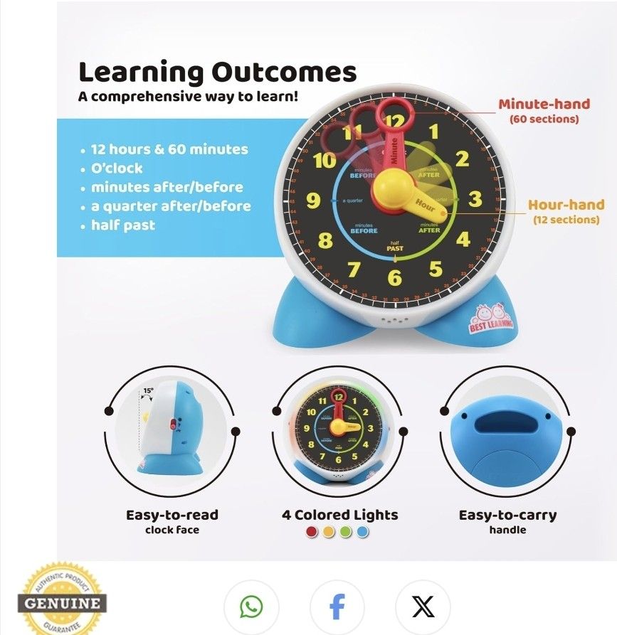 BEST LEARNING Learning Clock, an educational talking toy designed to ...