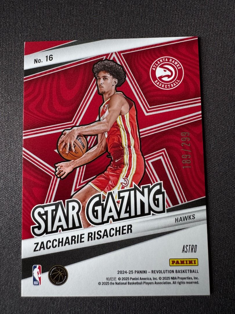 2024-25 Panini Revolution Zaccharie Risacher Star Gazing Astro RC 189/299, Hobbies & Toys, Toys ...