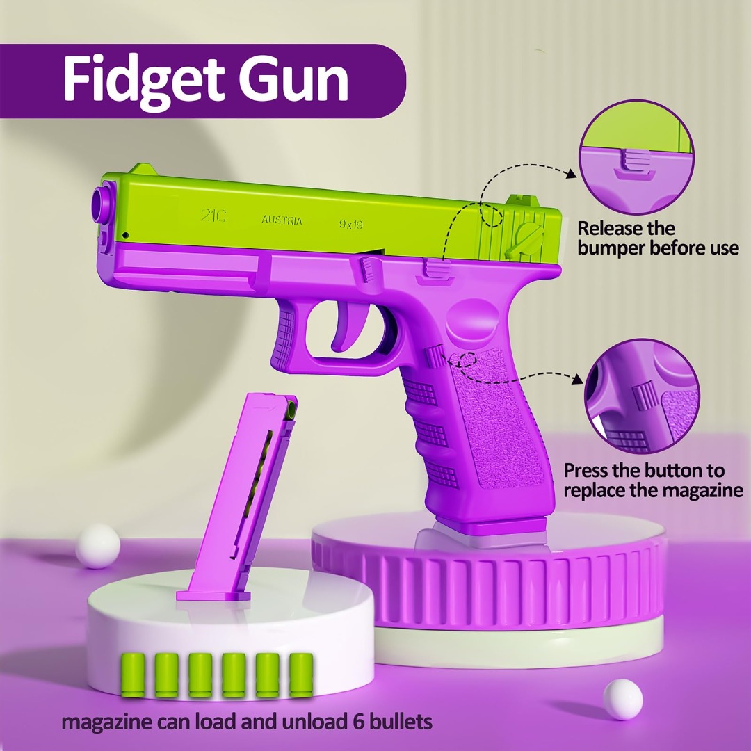 Fidget Toy, 2 Pack 3D Printed Pistol Toys Shell Ejecting Toy with 10 ...