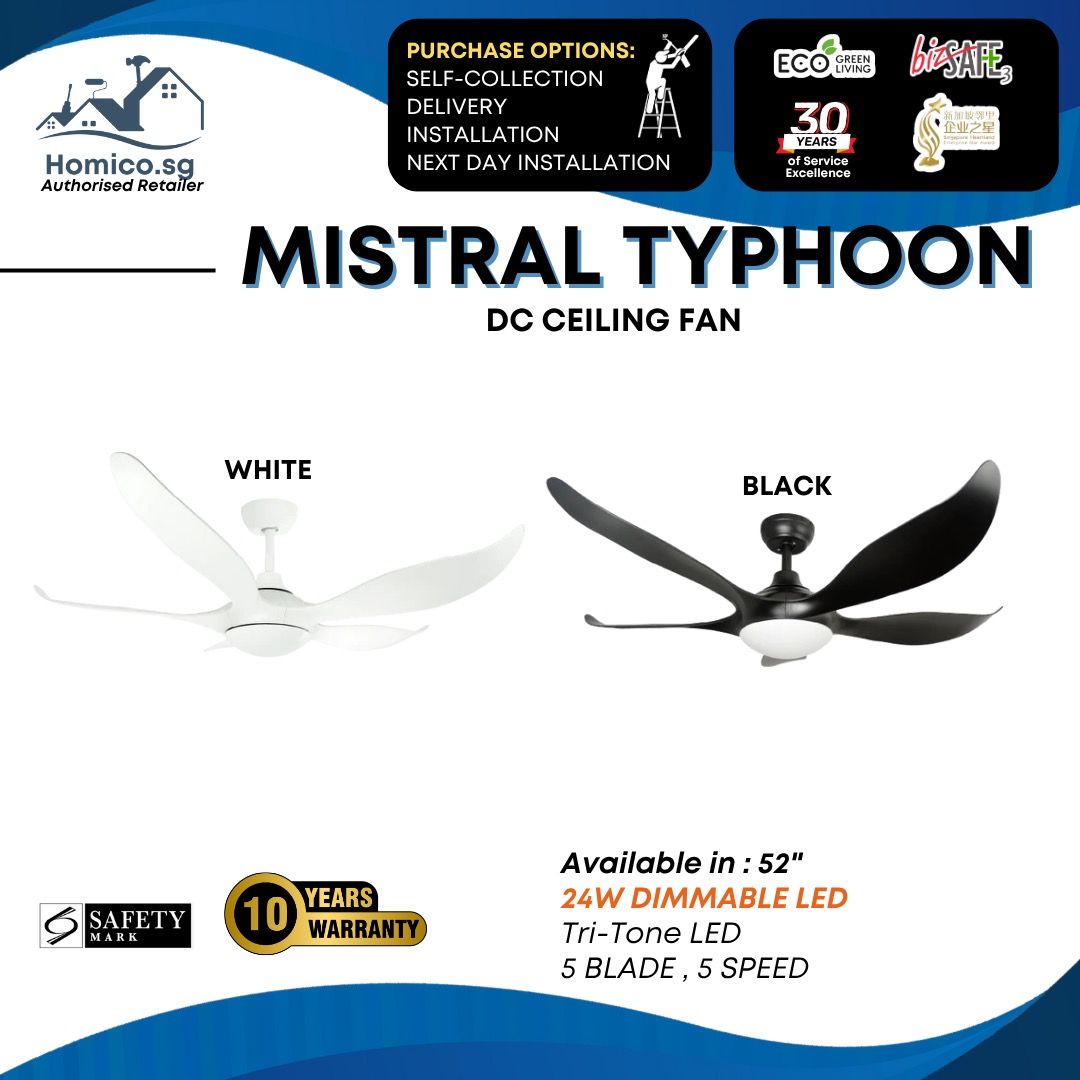 [CDC / CLIMATE VOUCHER APPROVED] MISTRAL TYPHOON 5 BLADE DC MOTOR ...