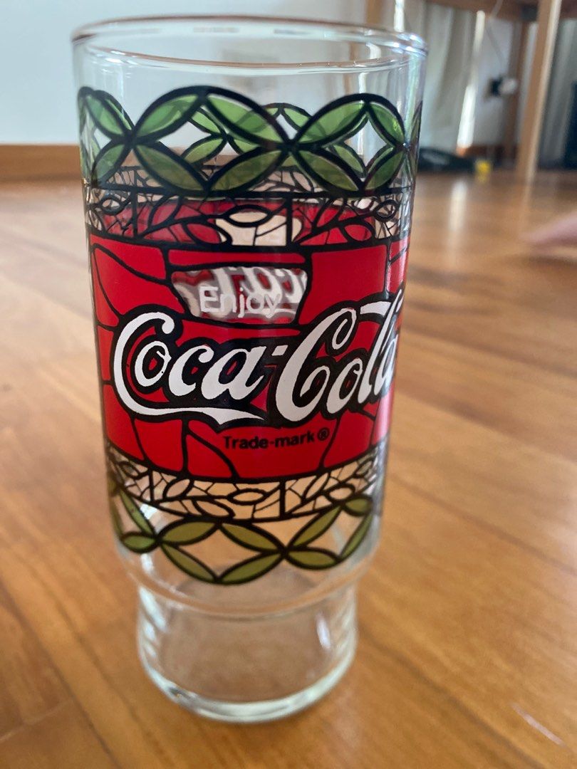Vintage Coca-Cola Stained Glass Design Cup, Hobbies & Toys, Memorabilia ...