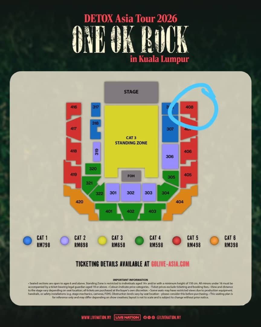 WTS 2x CAT 5 - ONE OK ROCK Detox Asia Tour 2026 - Kuala Lumpur, Tickets ...