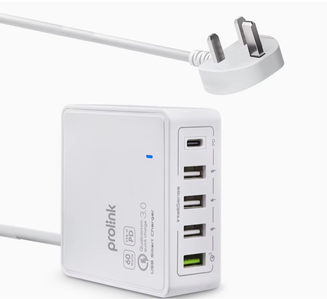 ⚡ Prolink PDC56001 60W 5-Port USB PPS PD Desktop Charger with IntelliSense, Computers & Tech ...
