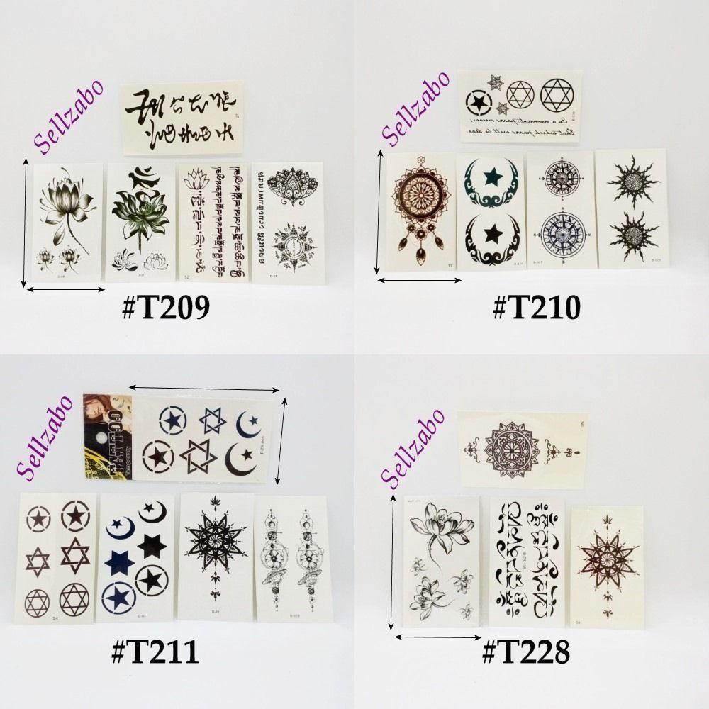 🏞 #T209/T210/T211/T228 : Fake Tattoo Washable Removable Body Skin Face ...