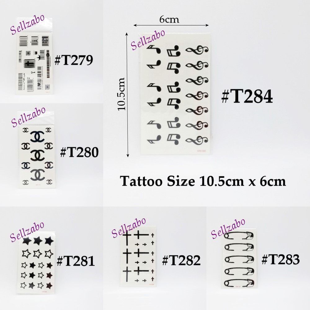 🏞 #T279~T284 : Fake Tattoo Washable Removable Body Skin Face Arms Hands ...