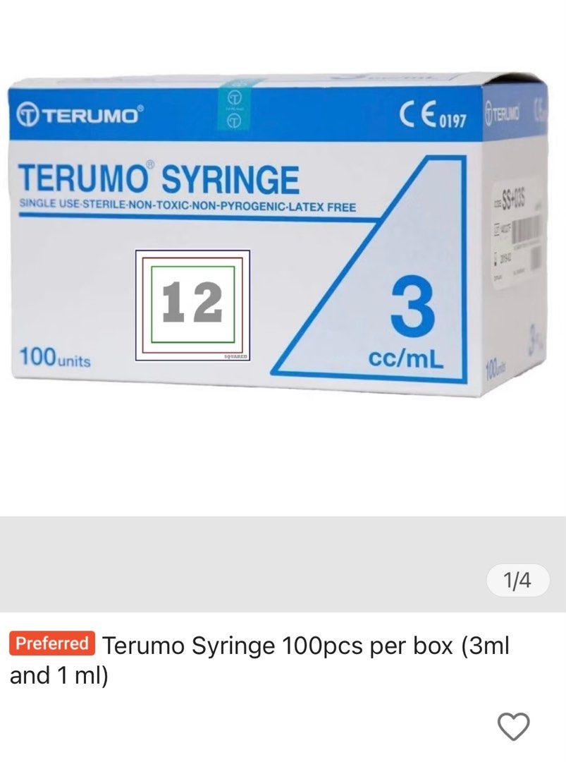 Terumo Syringe 3ml 100pcs per box, Health & Nutrition, Medical Supplies ...