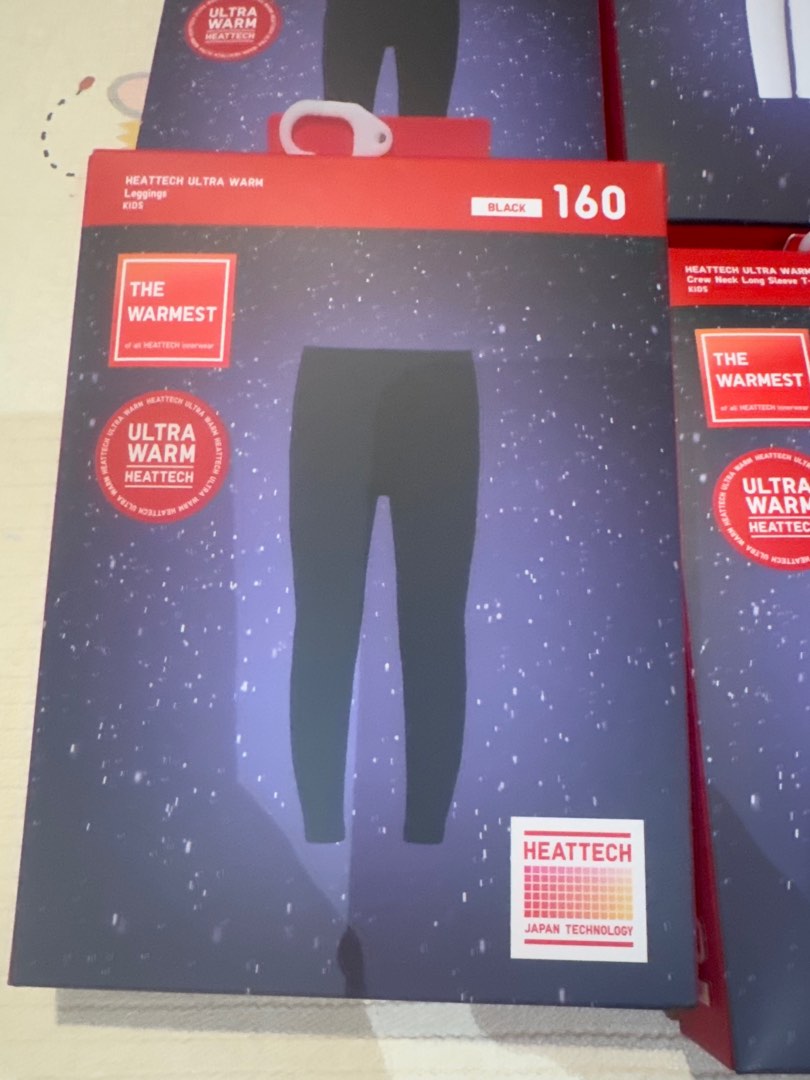 Uniqlo Heattech Ultra Warm Base Layer - Black/Off White - Size 160 ...