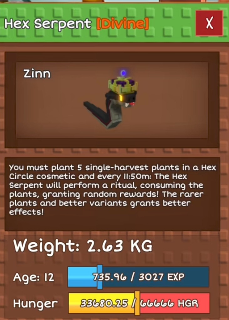 grow a garden hex serpent, Video Gaming, Gaming Accessories, In-Game Products on Carousell