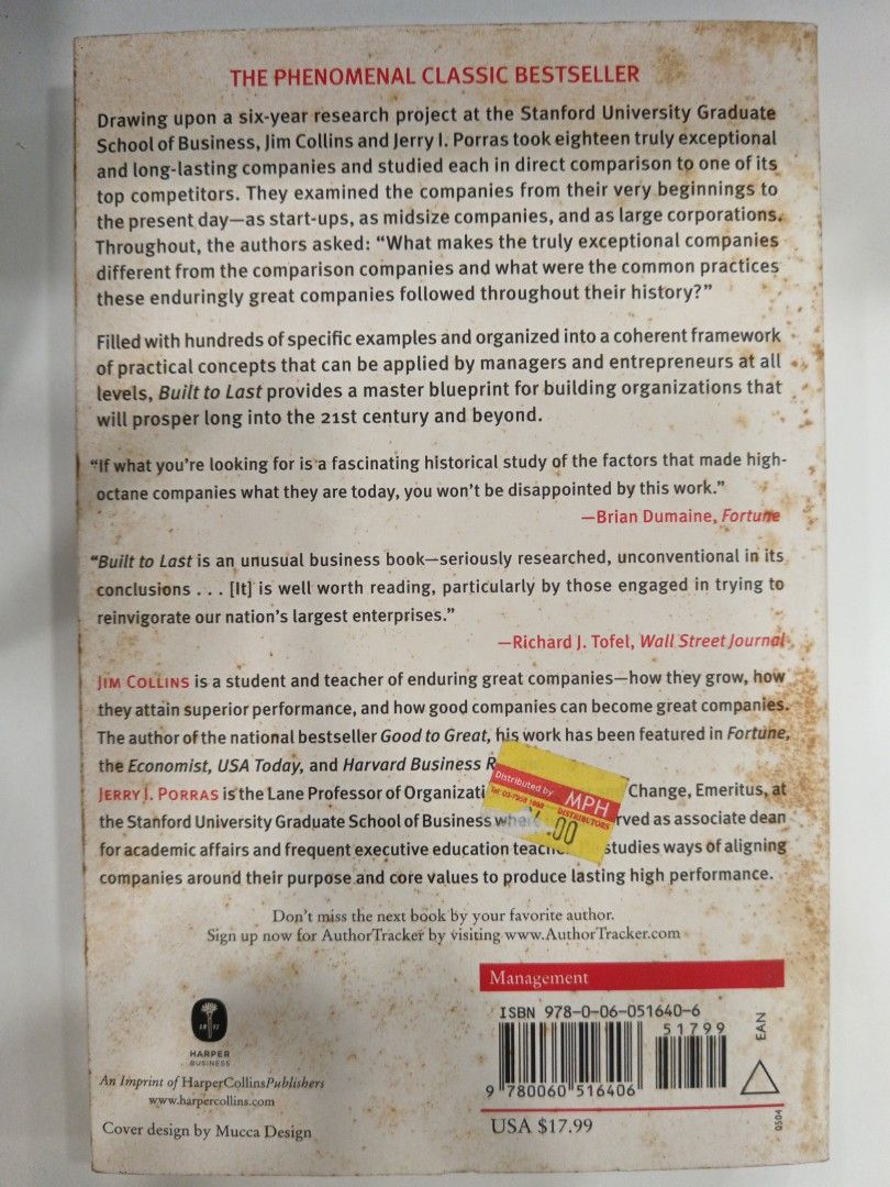 (JG) Built to Last: Successful Habits of Visionary Companies by Jim ...