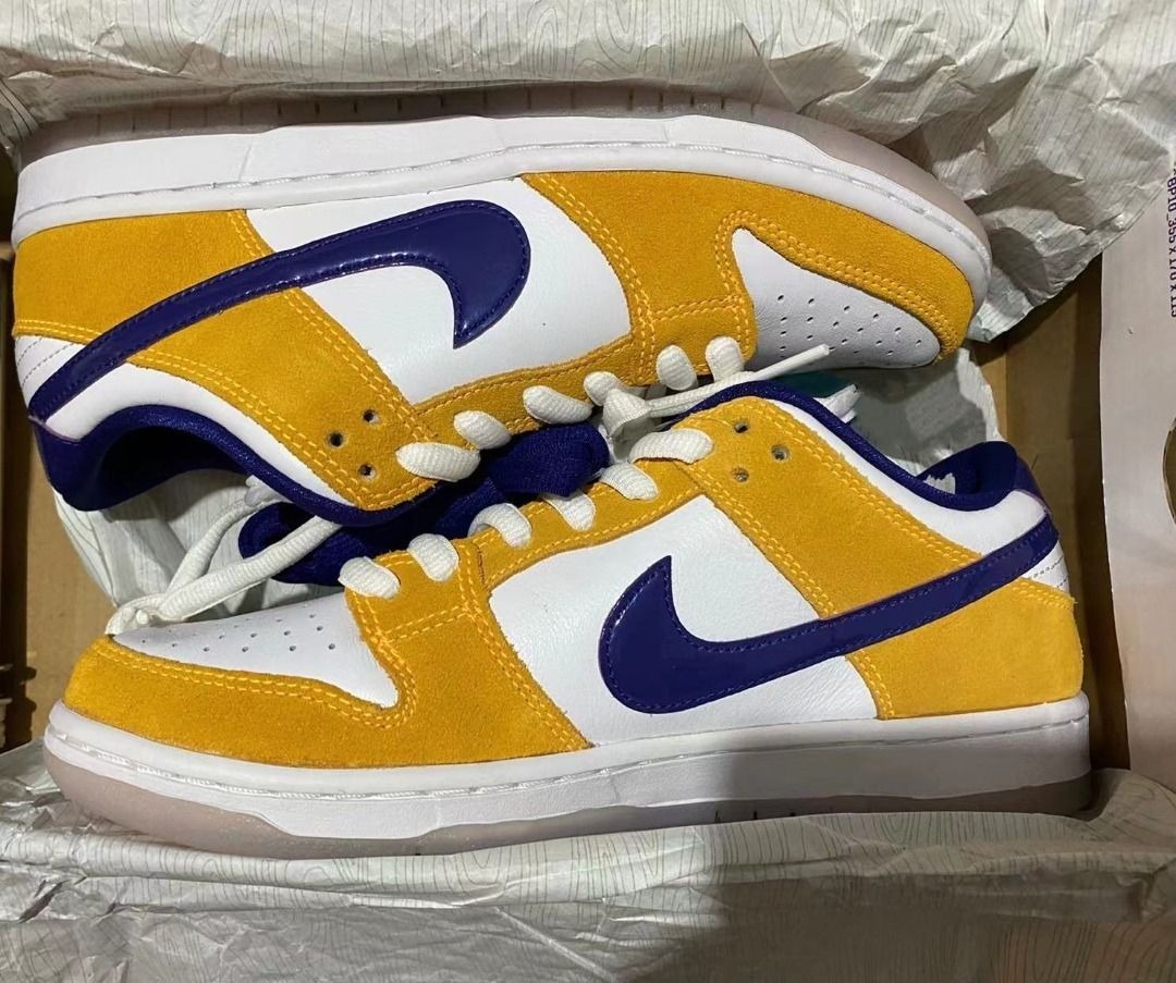 Nike Dunk SB Low Pro "Laser Orange" Lakers colorway purple and gold ...