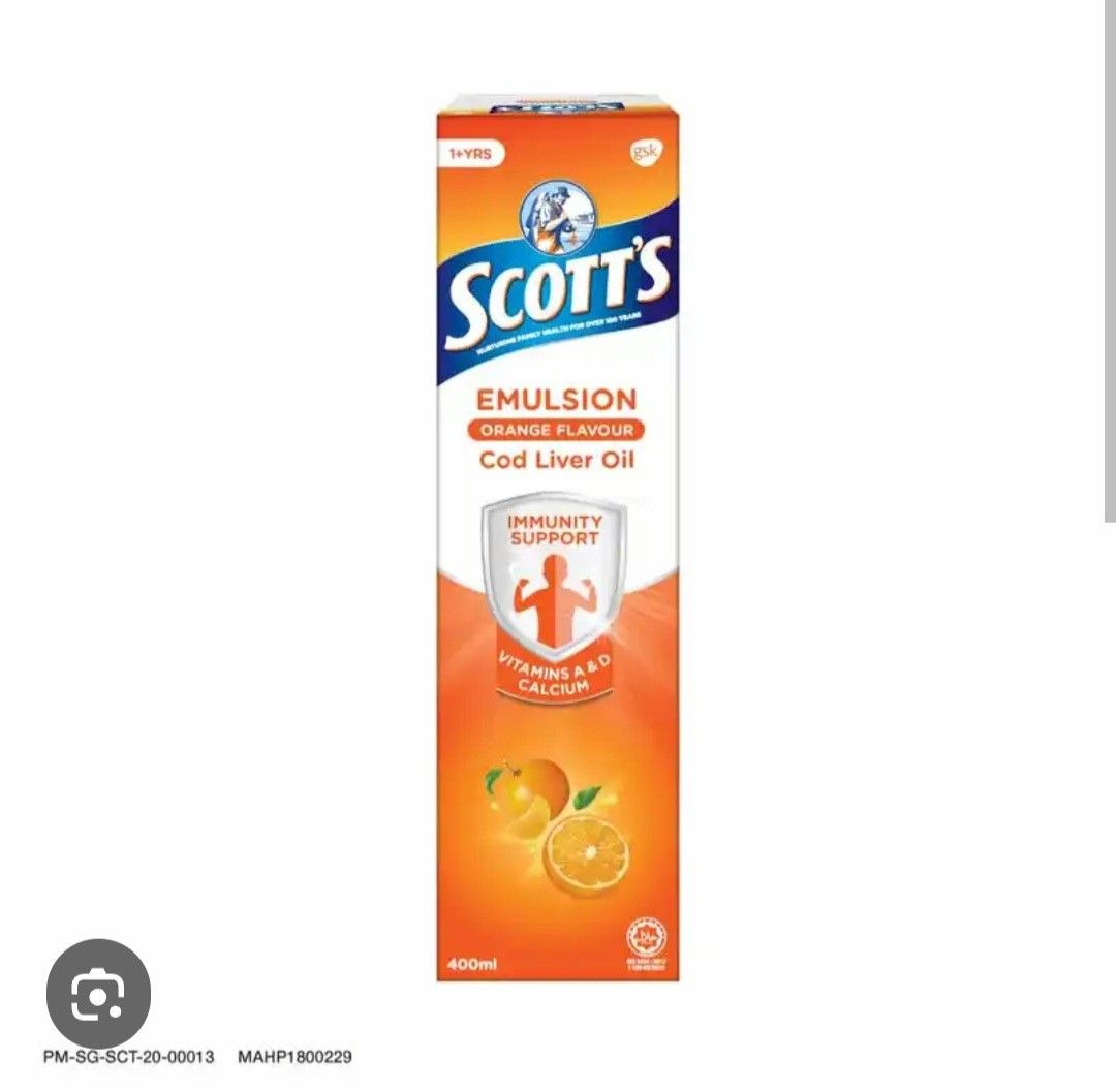 Scott's Emulsion Cod Liver Oil 400ml, Health & Nutrition, Health ...