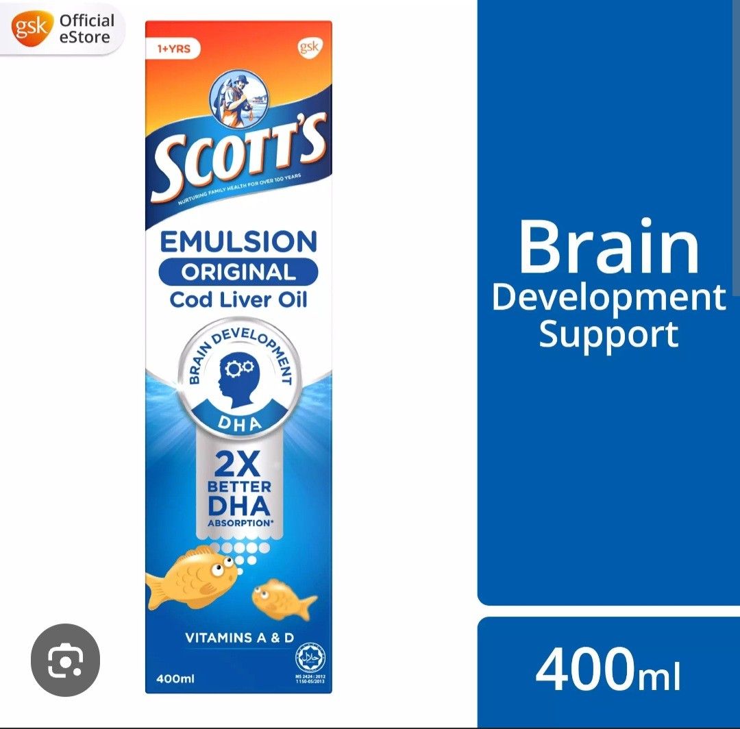 Scott's Emulsion Cod Liver Oil 400ml, Health & Nutrition, Health ...