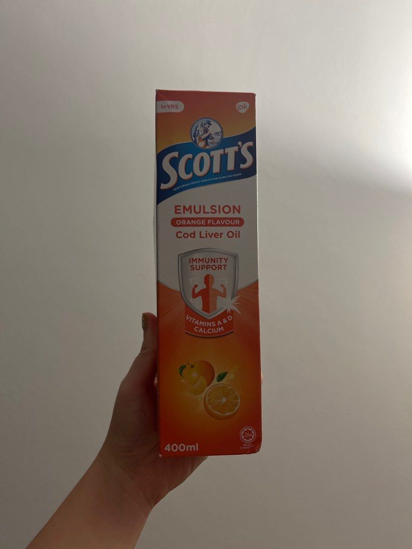 Scott's Emulsion Orange Flavour Cod Liver Oil 400ml, Health & Nutrition ...