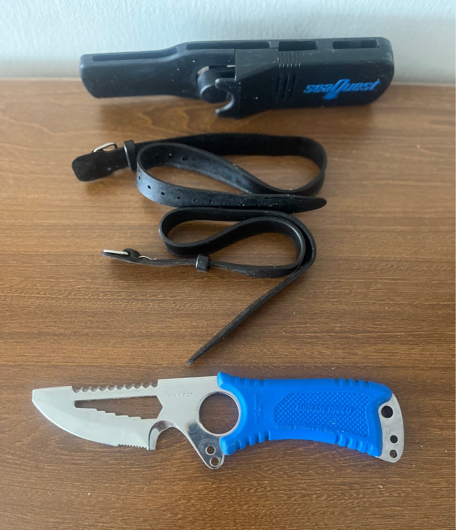SeaQuest Wreck Diver Diving Knife with Sheath, Sports Equipment, Sports ...