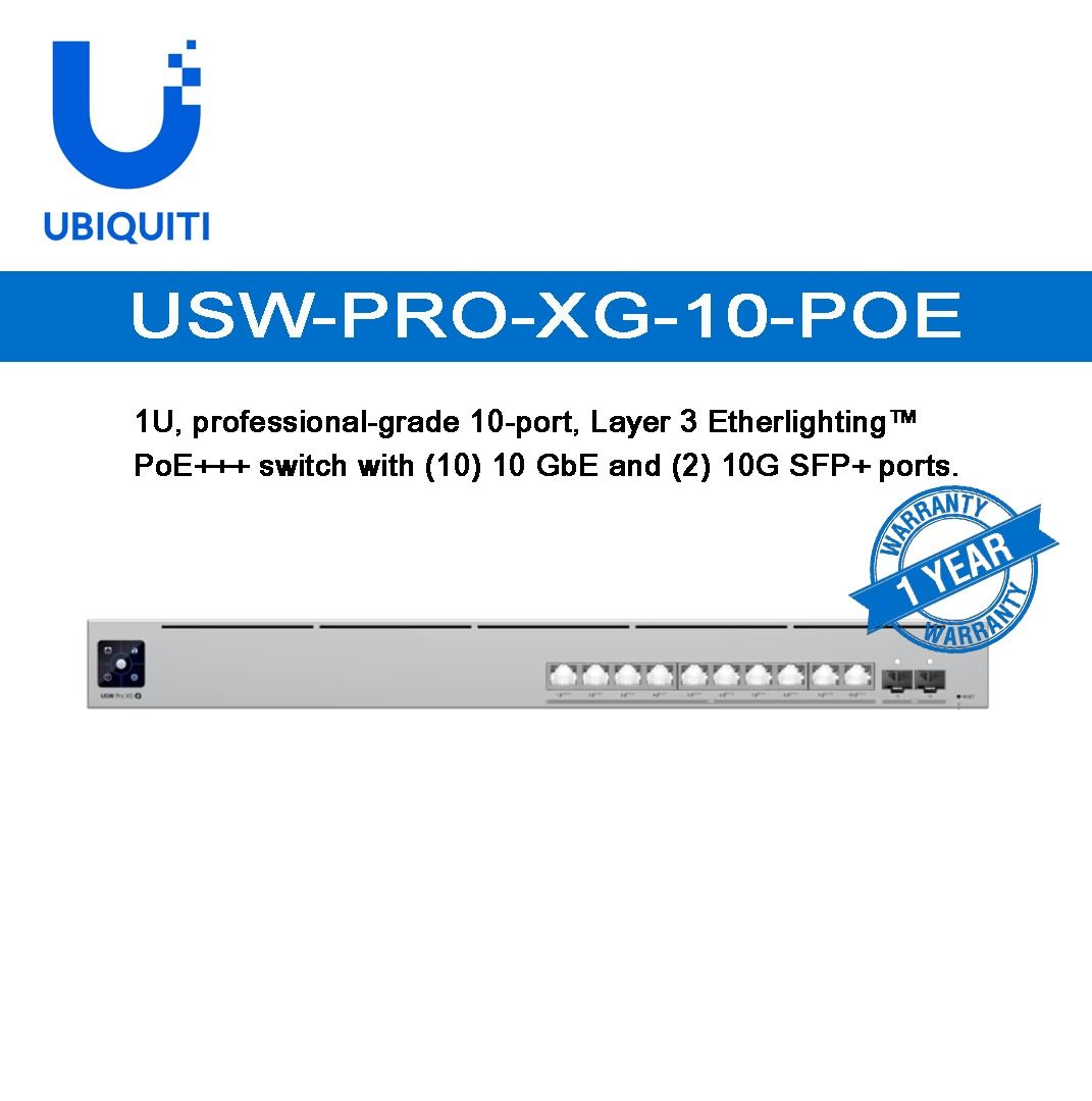 UniFi Ubiquiti Pro XG 10 Poe USW-Pro-XG-10-PoE (400W) 10 Port Poe ...