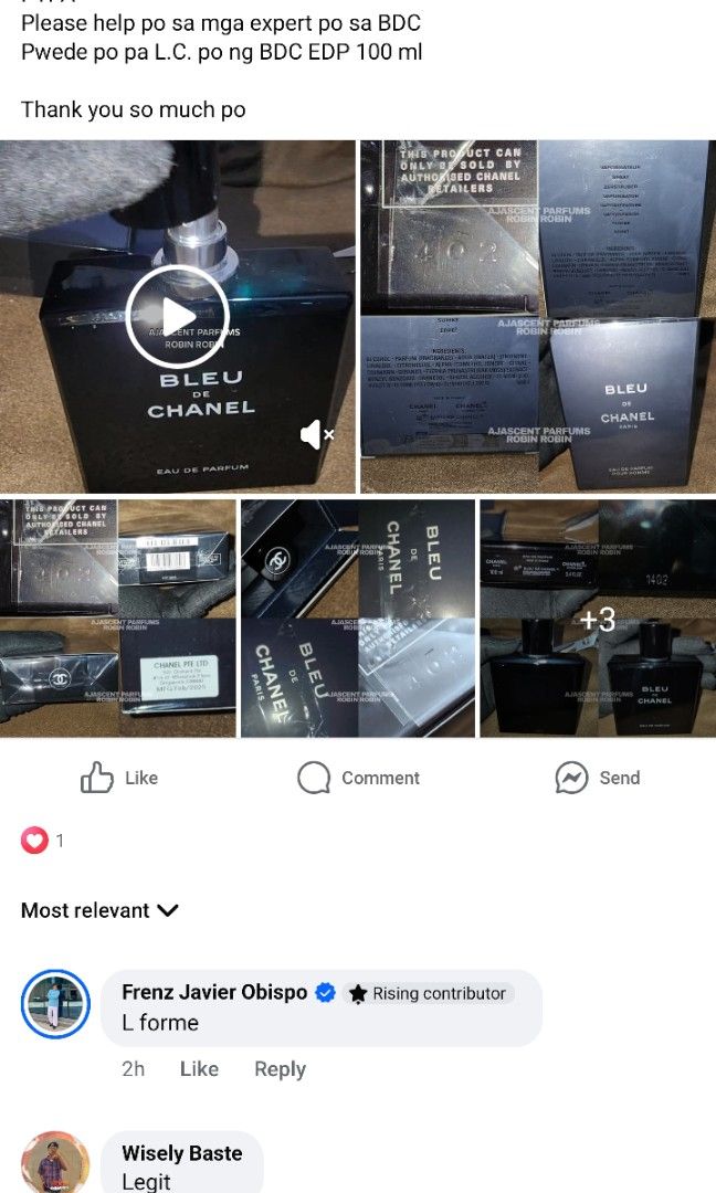 [AUTHENTIC/GENUINE] BLEU DE CHANEL EAU DE PARFUM BDC EDP SPRAYED ONCE ...