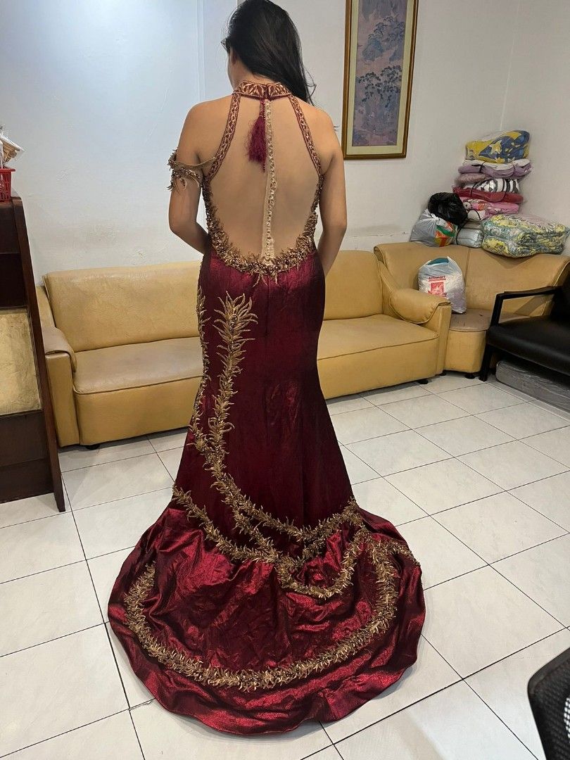 Cheongsam Sangjit Cynthia Tan, Fesyen Wanita, Pakaian Wanita, Gaun ...