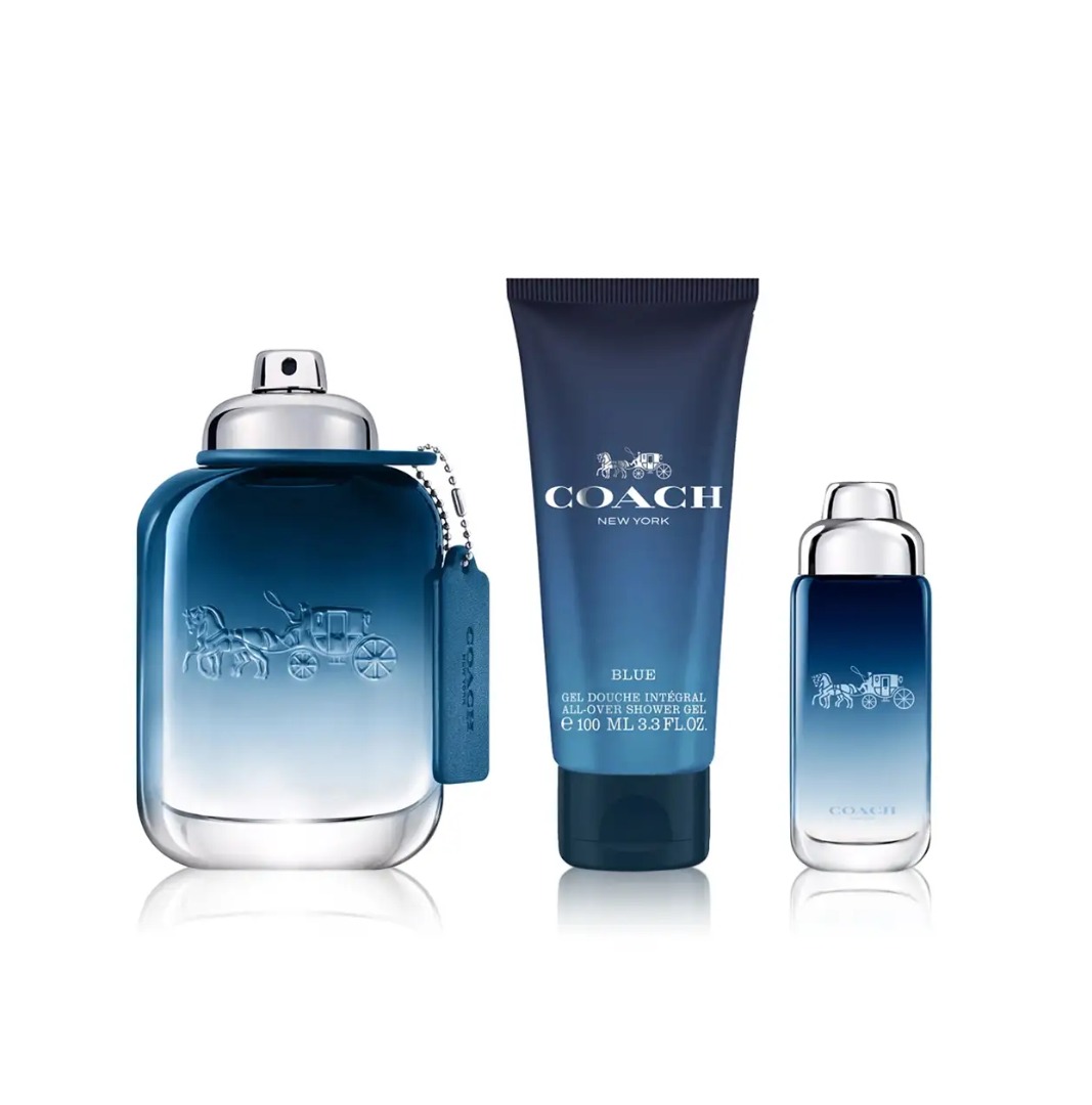 限量特價《包順豐櫃》Coach Blue EDT 3PC Gift Set (EDT 100ml + 15ml & Shower Gel ...