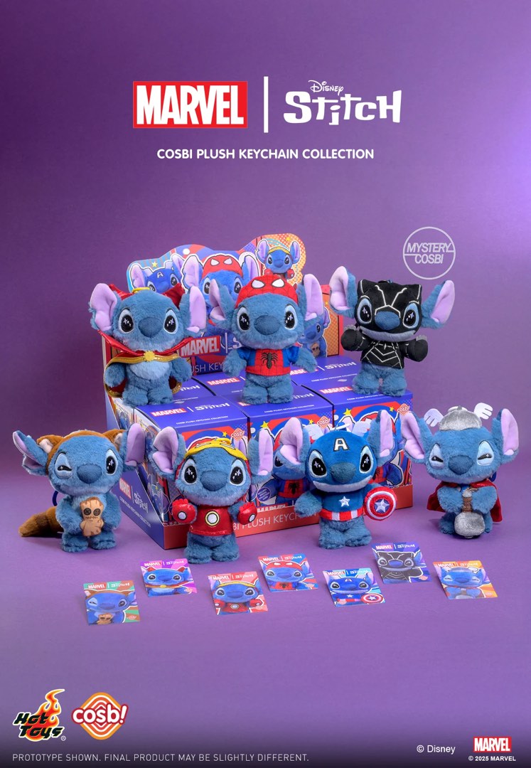 Confirmed Designs Hot Toys Stitch Marvel Cosbi Plush Vinyl Keychain ...