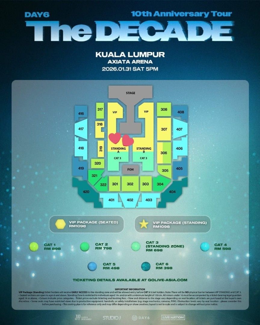 DAY6 The DECADE Kuala Lumpur Concert Tickets, Tickets & Vouchers, Event Tickets on Carousell