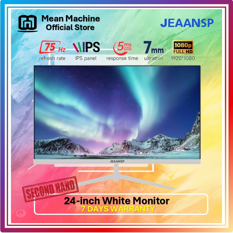 JEAANSP 24-inch White Monitor - 75Hz IPS with HDMI Cable, Computers ...