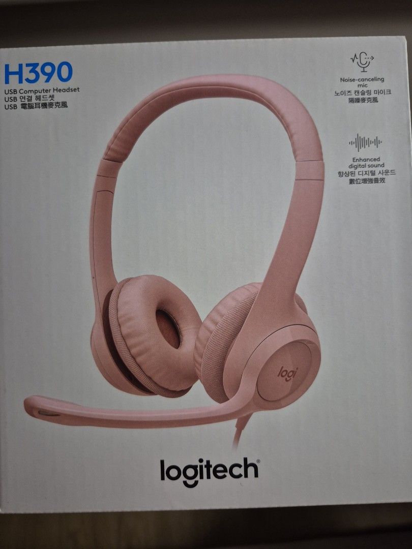 Logitech H390 USB Computer Headset - Pink, Audio, Headphones & Headsets on Carousell