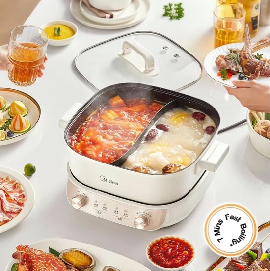 Midea 5.5L Double Flavour Hotpot Yuan Yang Steamboat (High Power ...
