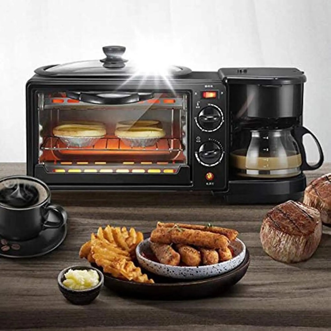 Multifunction Breakfast Machine with Mini Toaster Electric Oven, 3 in 1 ...