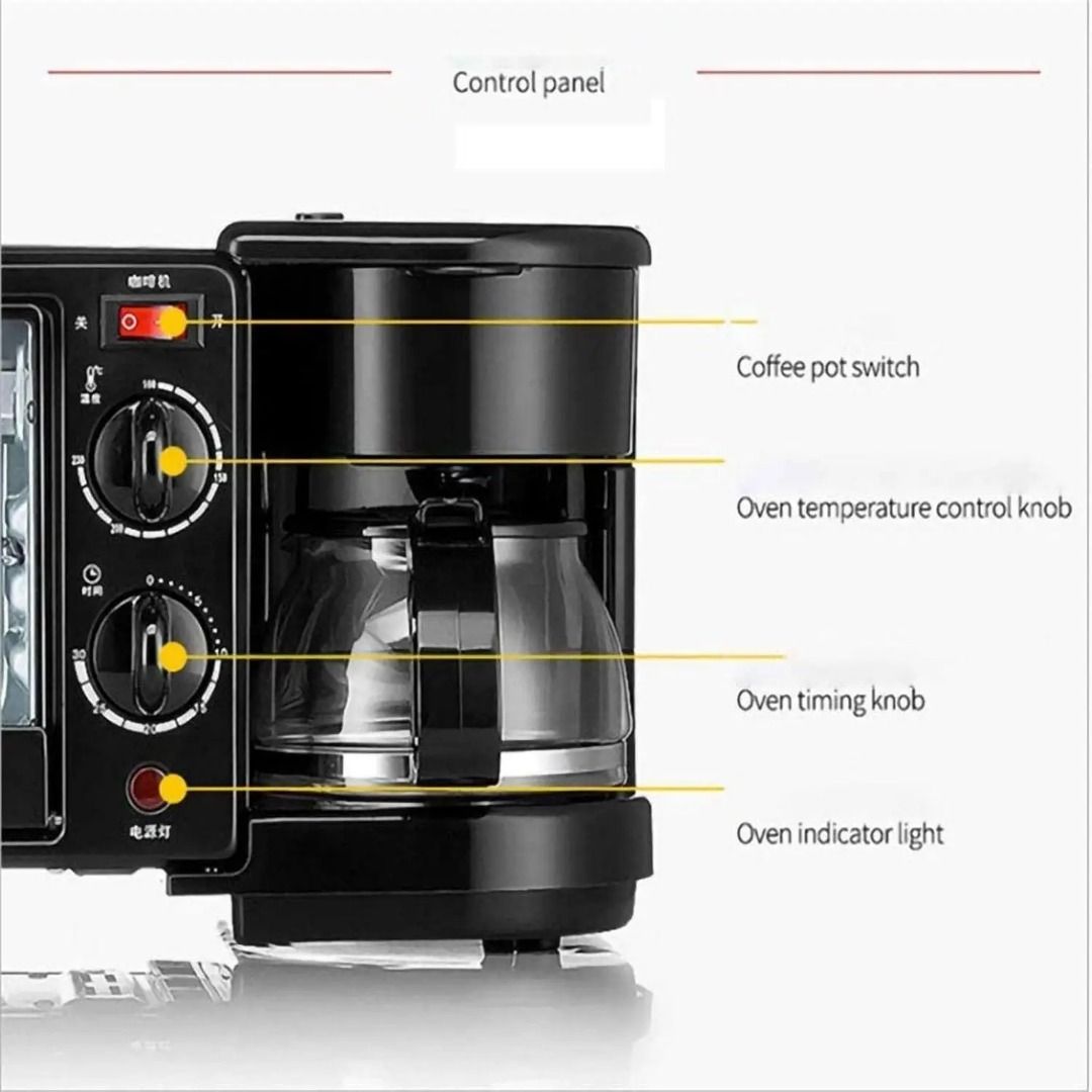 Multifunction Breakfast Machine with Mini Toaster Electric Oven, 3 in 1 ...