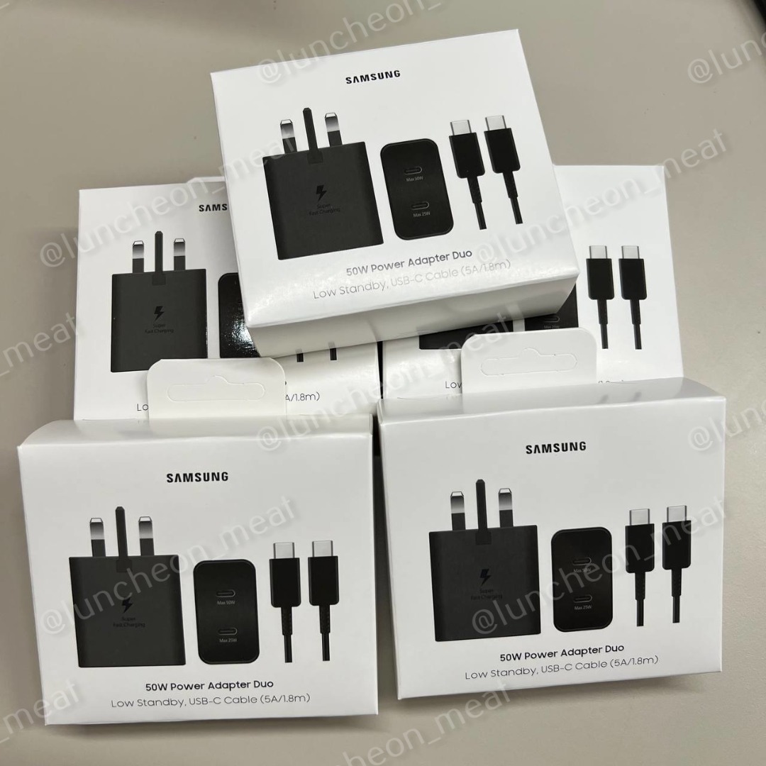 (NEW) Samsung 50W Duo USB-C Power Adapter 1.8m 5A Type C Cable UK 3-Pin ...