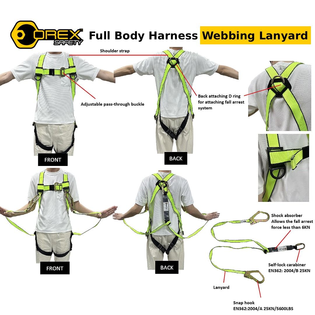 OREX Full Body Harness with Energy Absorber Double Hook (Set ...