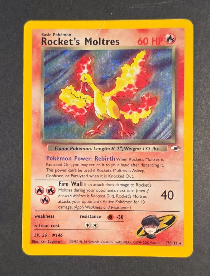 Rocket Moltres #12 - Pokemon Vintage Gym Heroes (2000) - Binder/Crease ...