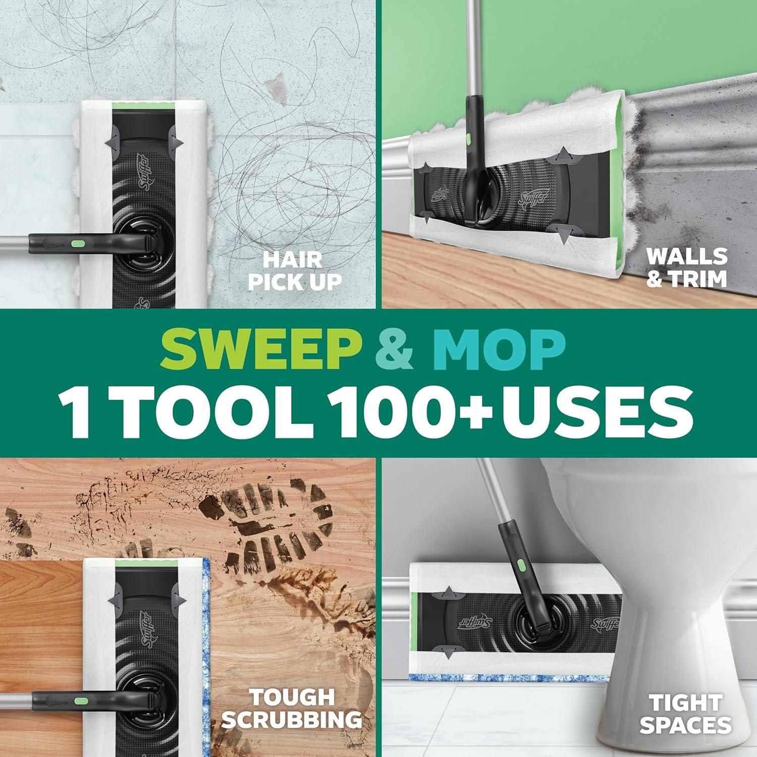 Swiffer Sweep and Mop Deluxe, 2-in-1 Floor Mopping and Sweeping Kit, 1 ...