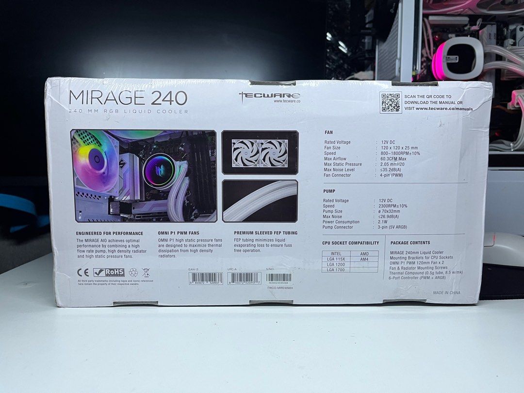 (Sealed) TECWARE Mirage 240 CPU Liquid Cooler AIO Cpu Cooler, Computers ...