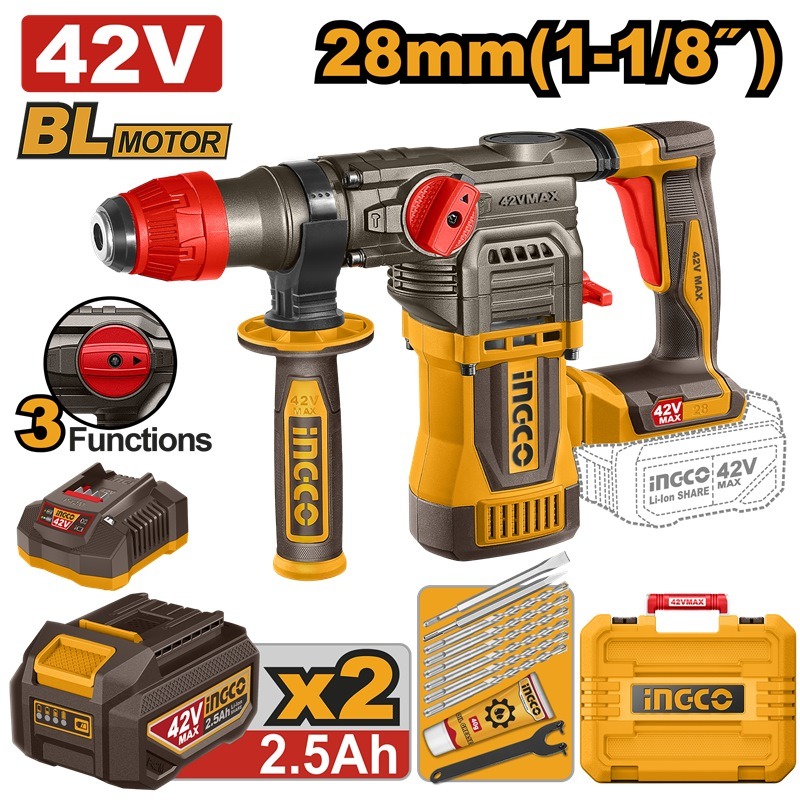 Ingco 42V Cordless Rotary Hammer 3 Mode Set, Furniture & Home Living ...