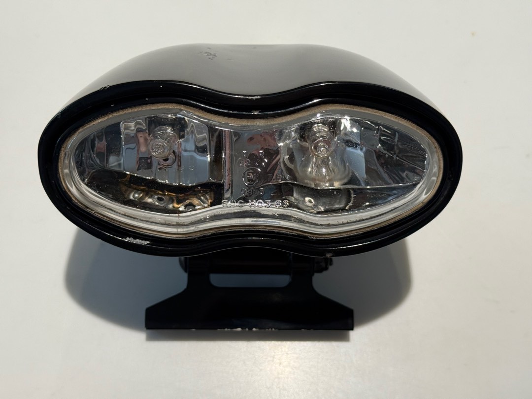Motorcycle Custom Billet Headlight - Black Cyclops Harley Chopper Wide ...