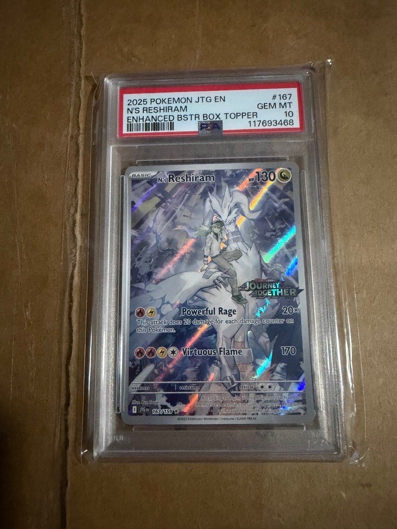 PSA 10 Pokemon N's Reshiram Enhanced Box Topper #167 Journey Together ...