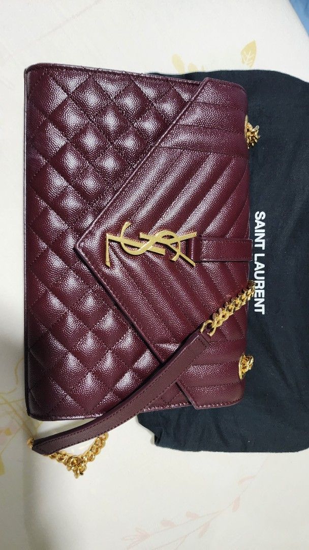 Saint Laurent Envelope Chain Bag - Burgundy, Luxury, Bags & Wallets on ...