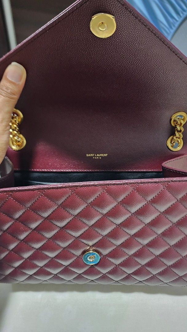 Saint Laurent Envelope Chain Bag - Burgundy, Luxury, Bags & Wallets on ...