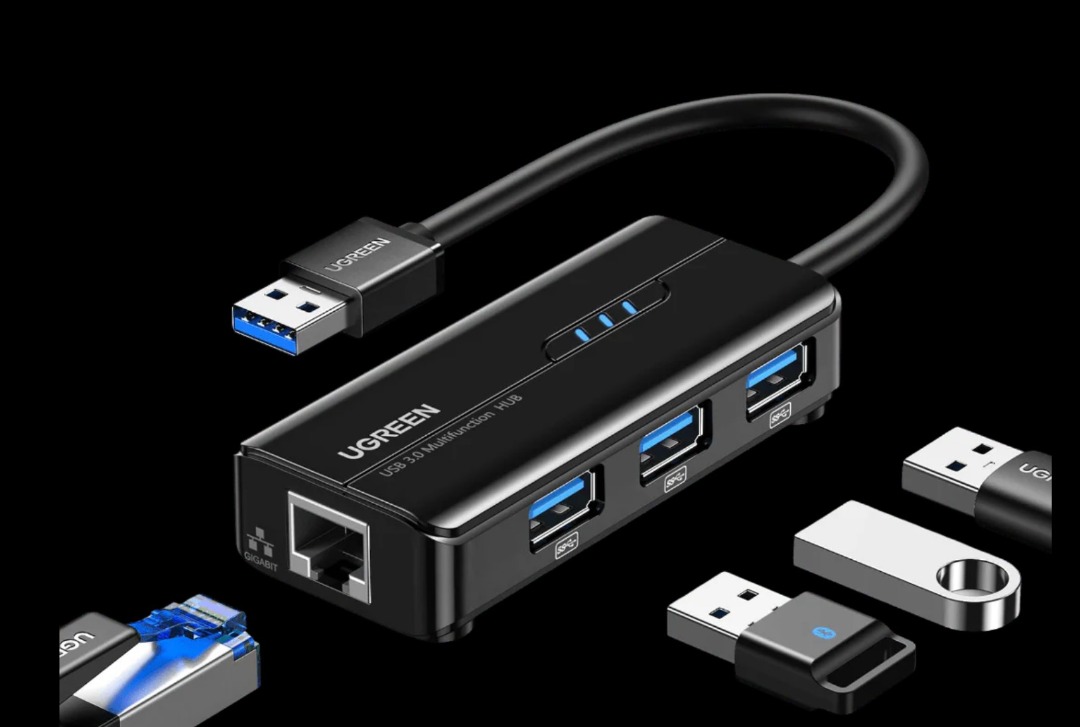 UGREEN Ethernet Adapter USB Gigabit Network Adapter with USB 3.0 Hub 3 ...