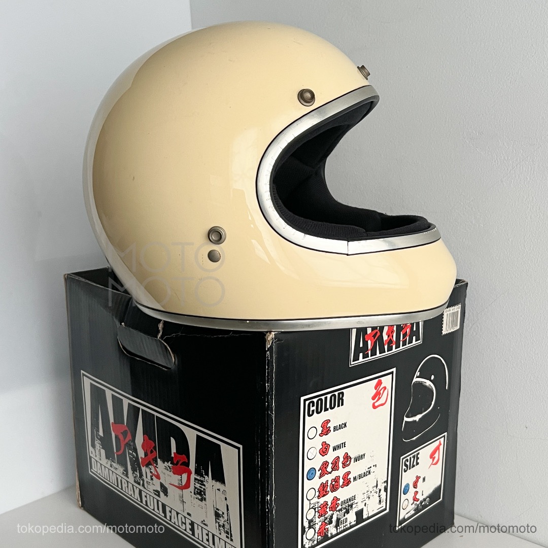 Dammtrax AKIRA Full Face Ivory Motorcycle Helmet Rare Vintage Japan ...