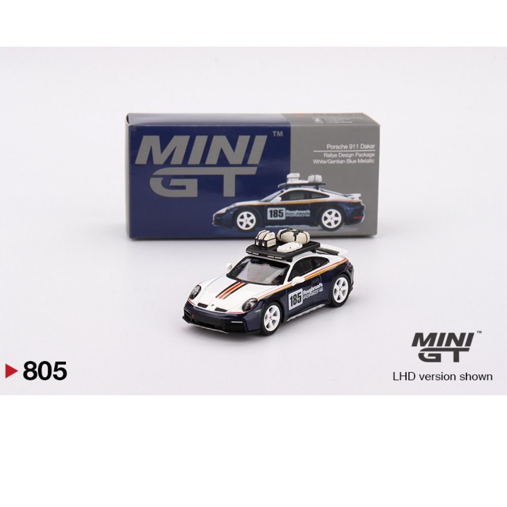 Mini GT 1/64 Porsche 911 Dakar Rallye Design Package White/Gentian Blue ...