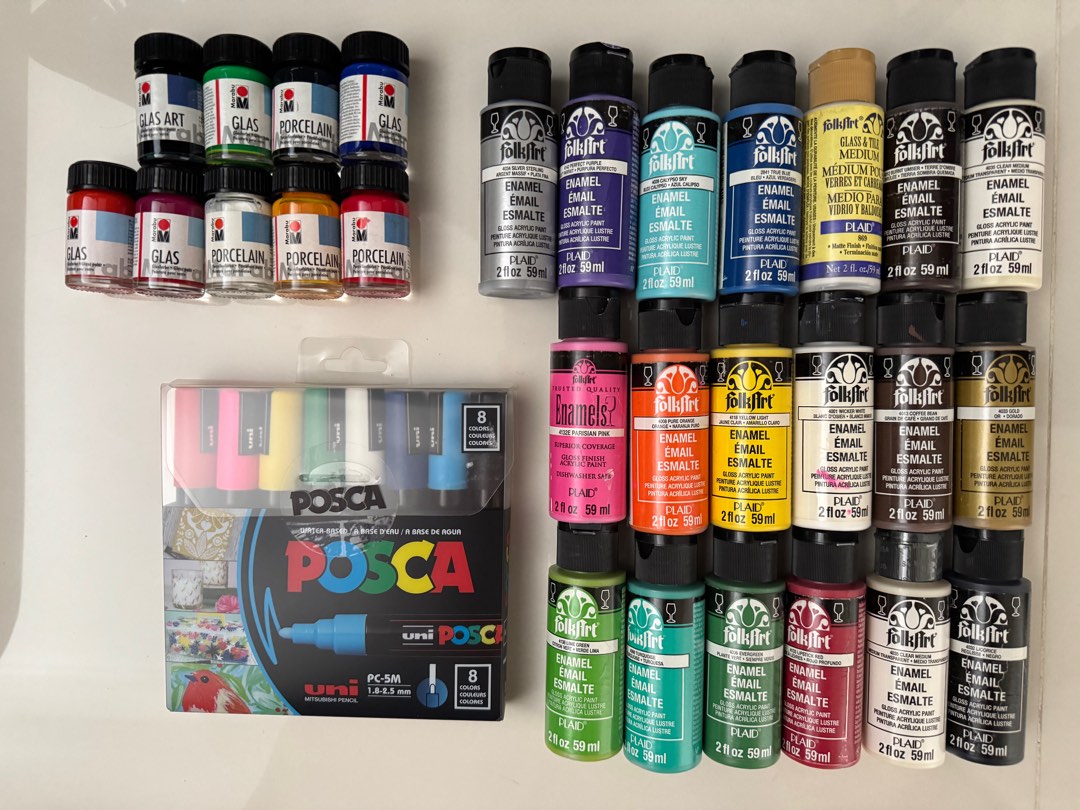 Posca Markers, FolkArt Enamel Paints, Marabu (Glass + Porcelain) Paints ...