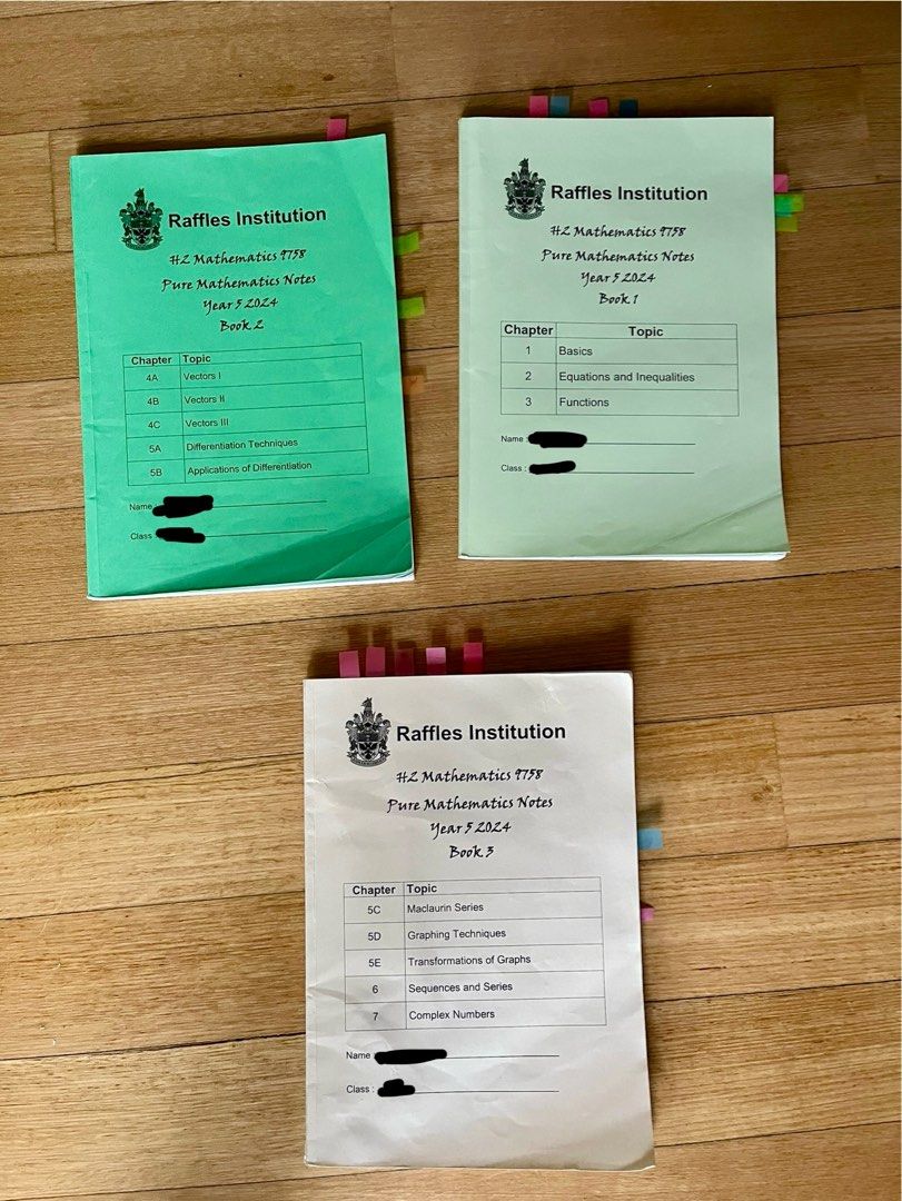 Raffles Institution 2024 H2 Mathematics Notes Year 5 2024, Hobbies ...