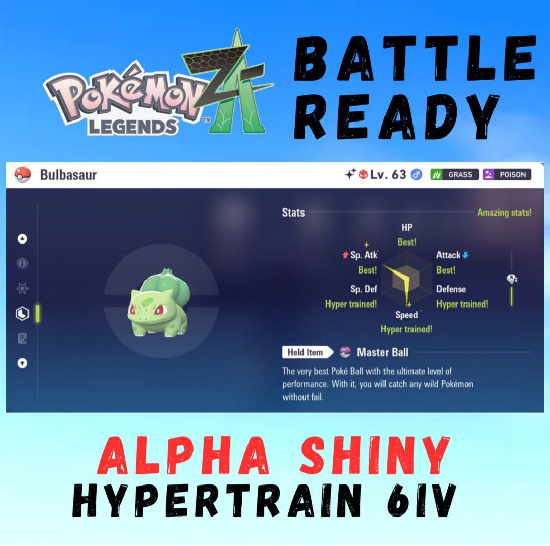 SHINY ALPHA BULBASAUR IVYSAUR VENUSAUR Pokemon Legends Z-A ZA, Video ...