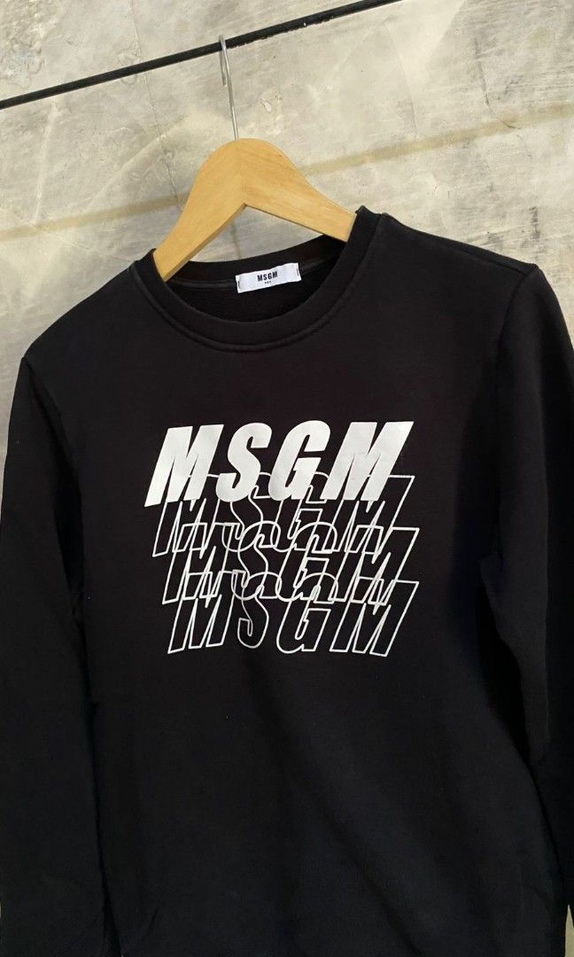 CREWNECK MSGM, Fesyen Pria, Pakaian , Atasan di Carousell