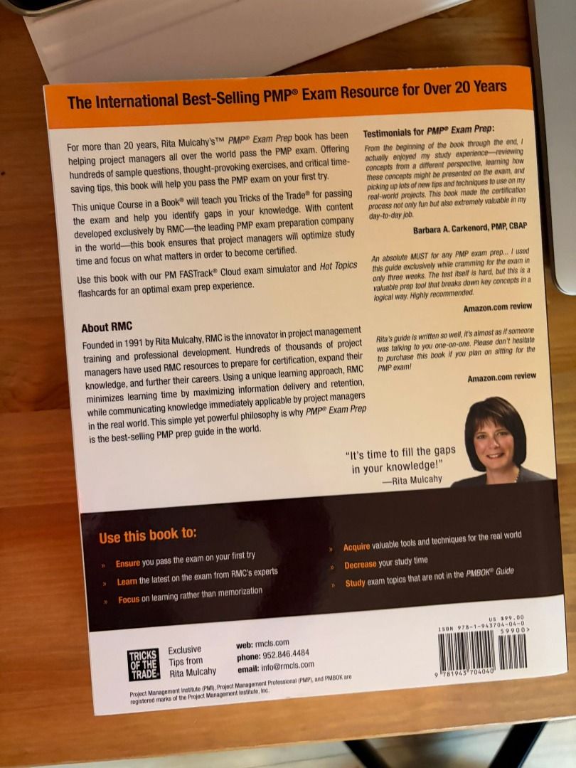 PMP Exam Prep 9th edition by Rita Mulcahy, with 400 sample exam ...